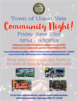 Union Vale Parks & Recreation: Community Night -Tailgate and Fireworks ...